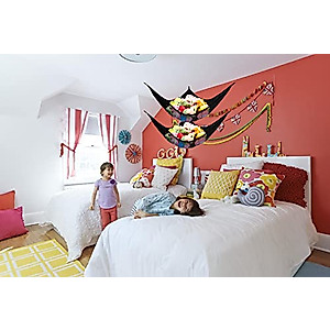 KanYool Stuffed Animal Net, Jumbo Stuffed Animal Toy Hammock Hanging Stuff Animals Organizer Storage Net Boho Large Corner Plush Toys Net Holder for Nursery Play Room Bedroom Kid Room 2 Pack Black