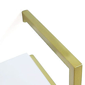 TBVECHI Wall Mounted Floating Shelves 4-Tier Gold Floating Display Shelves Connected Wood Shelf with Iron Frame Storage Shelves for Living Room Office Kitchen Bedroom Decor, Gold+White