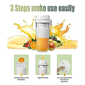 Portable Blender,Mini Blender for Shakes and Smoothies,50W High Power Personal Blender with Rechargeable USB, Made with BPA-Free Material Portable Juicer (White)