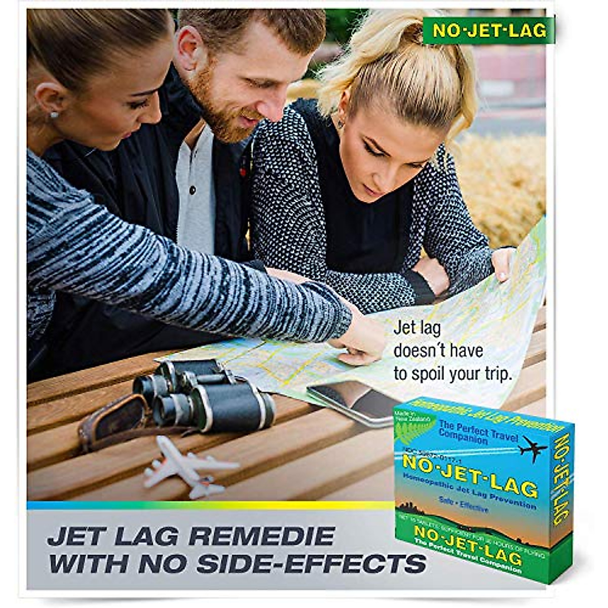 Miers Laboratories No Jet Lag Homeopathic Jet Lag Remedy (1 Pack, 32 Chewable Tablets), Travel Must Have, Flight Essential for Jet Lag Relief, Plant-Based.