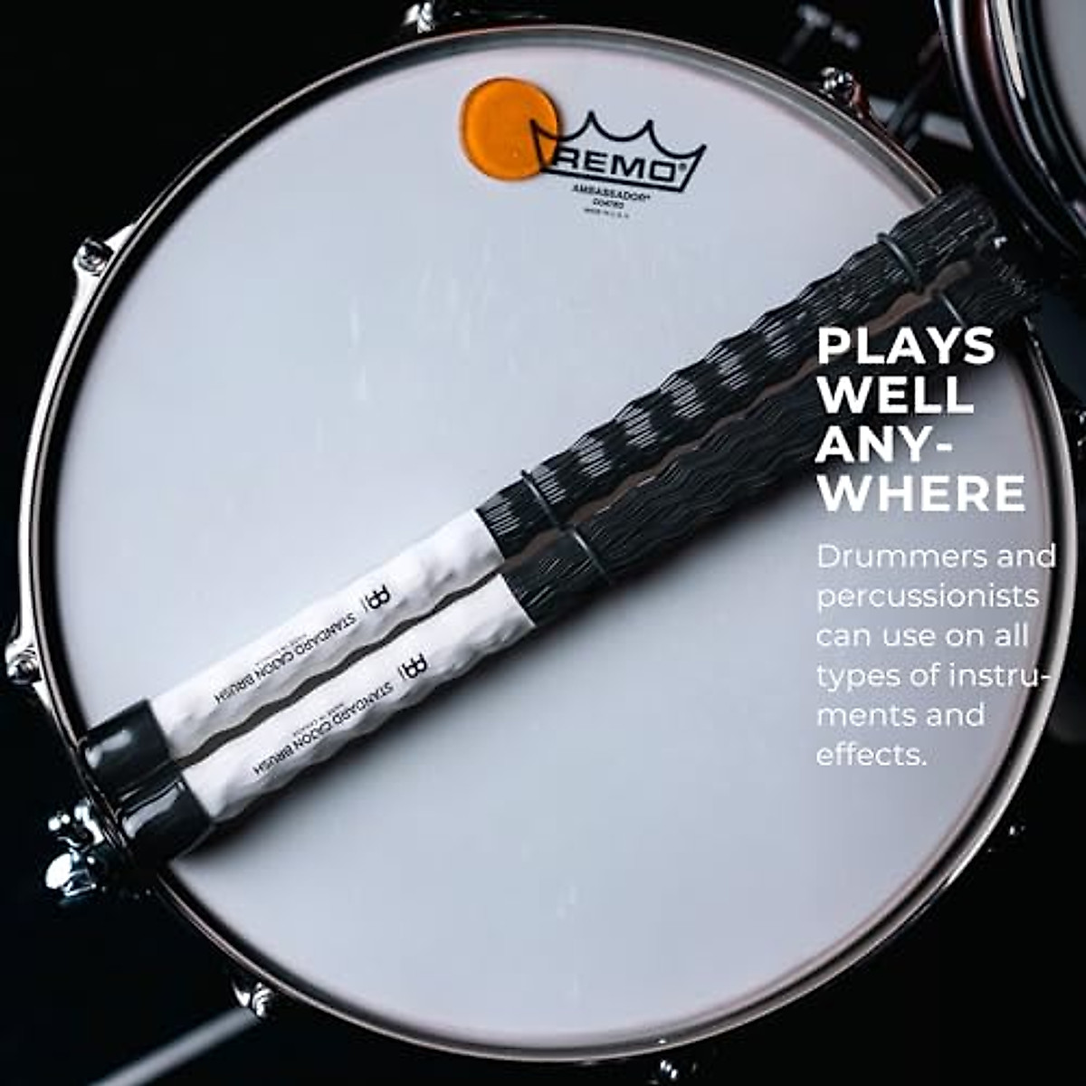 Meinl Stick & Brush Cajon Brush with Nylon Dowels and Adjustable Rings, Black, Standard (SB305)