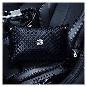 HYL World Car Accessories Waist Pillow Four Seasons Universal Leather Diamond Crown Car Lumbar Support Pillow