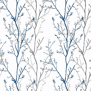 Melwod Grey Blue Tree Branches Peel and Stick Contact Paper 17.7" x 78.7" Modern Tree Branch Removable Wallpaper Natural Wall Paper Self-Adhesive Vinyl for Drawer Liner Furniture Crafts Accent Walls
