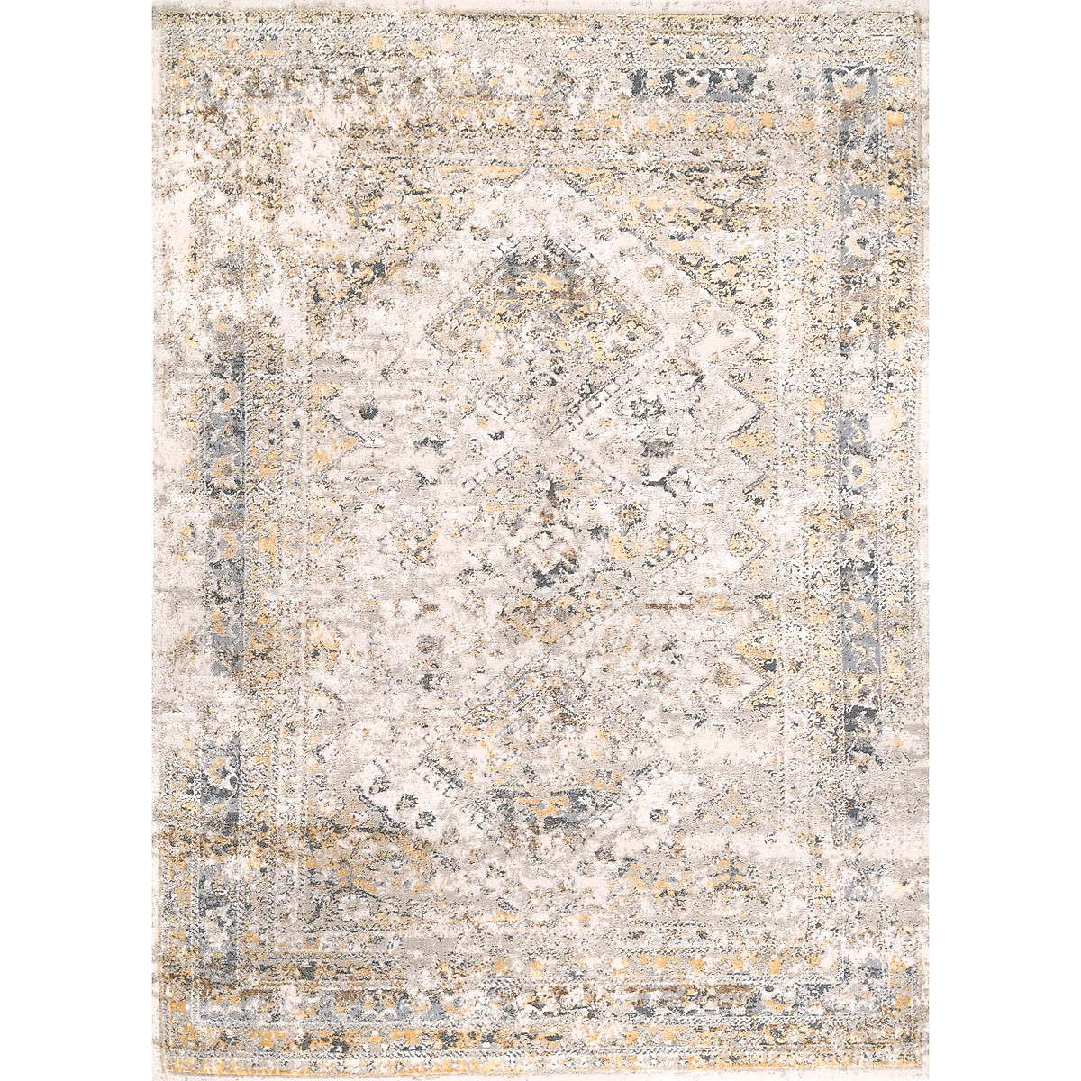 nuLOOM Madisson Vintage Faded Medallion Area Rug, 5x8, Gold