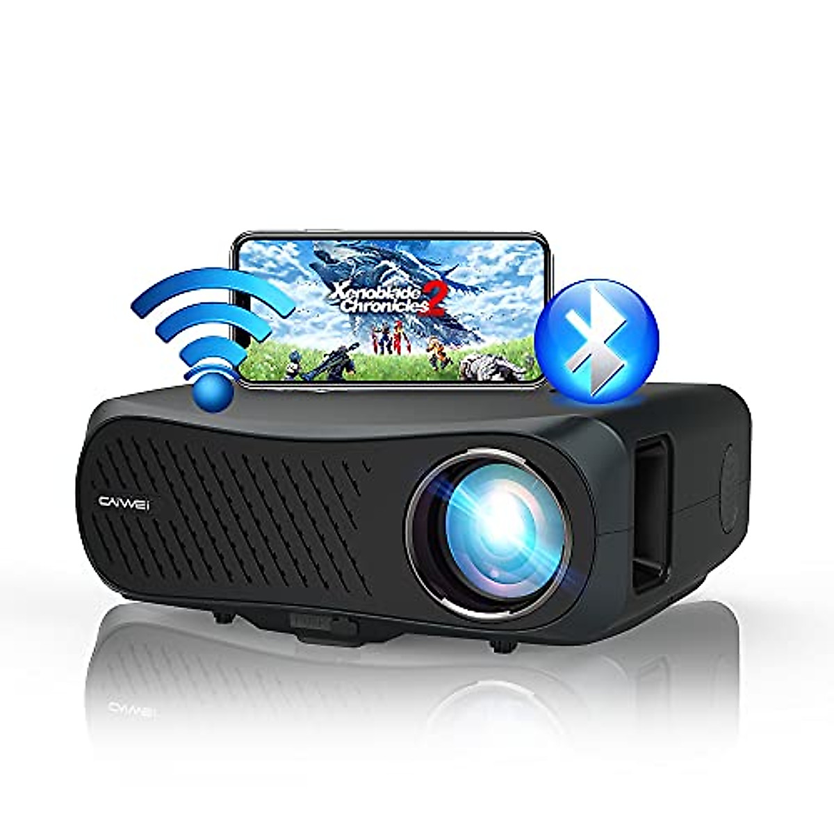 True 1080P 4K Android Projector WiFi 5G/2.4G, 8000Lumens FHD 1080P Bluetooth Projectors with Apps 10000:1 High Contrast Home Theater Smart TV Projector Airplay Wireless Sync HDMI Support