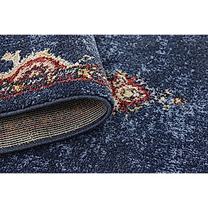 Unique Loom Utopia Collection Traditional Classic Vintage Inspired Area Rug with Warm Hues, 2' x 6' 1" Runner, Dark Blue/Beige