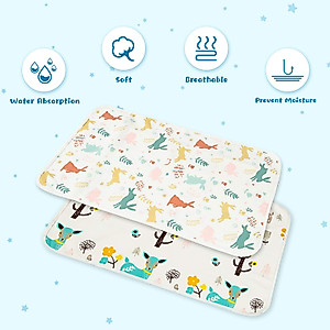 Catteyonce 2 Pcs 20x27Inches Waterproof Changing Pads,Reusable Leak Proof Crib Disaper Pads,Portable Unisex Baby Changing Mat for Home&Travel.