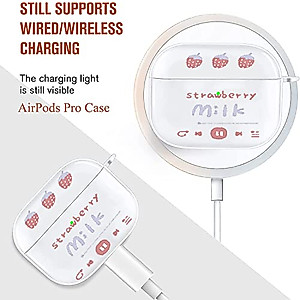 Compatible AirPods Pro 2019 / AirPods Pro 2nd 2022 Case Cover, Clear AirPod Pro Case for Women Girls Cute Hard Protective Cover with Keychain Design for Apple AirPod Pro Charging Case (Strawberry)