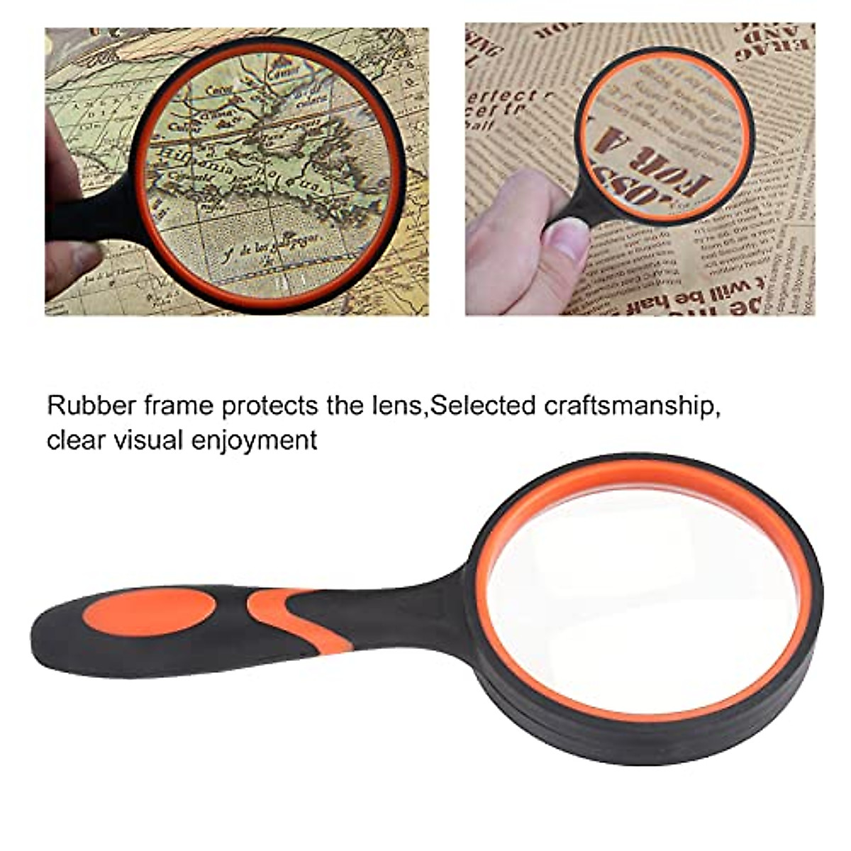 10X Handheld Magnifying Glass, Shatterproof Reading Magnifier with Non Slip Rubber Handle for Kids Seniors Reading Hobbies Science