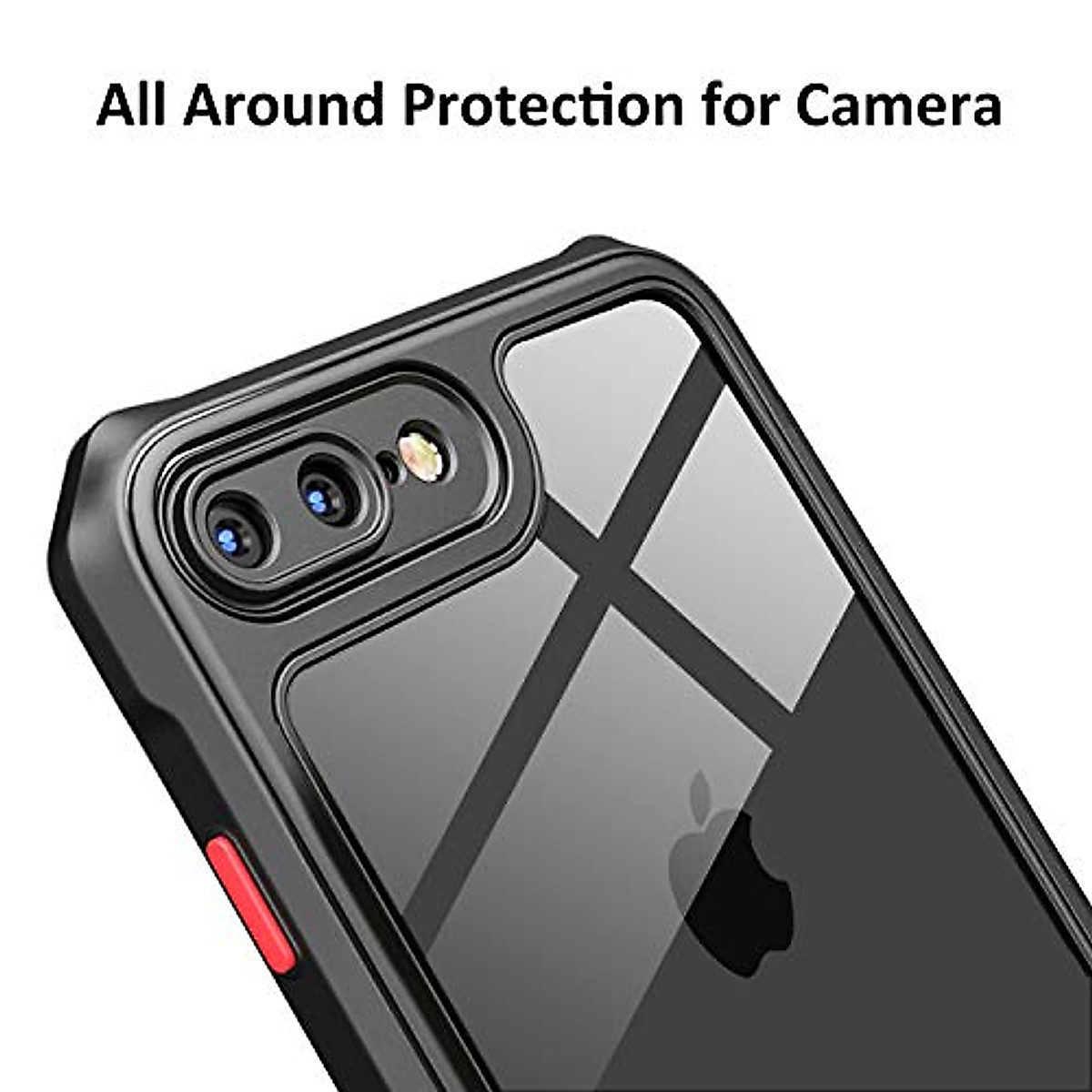 TENOC Phone Case Compatible for iPhone 7 Plus & iPhone 8 Plus Case, Clear Back Cover Bumper Cases for 7 Plus/ 8 Plus 5.5-Inch, Black