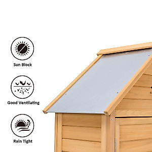 Goplus Wooden Storage Shed Fir Wood Cabinet for Outdoor, Garden, Patio, Yard (Natural)