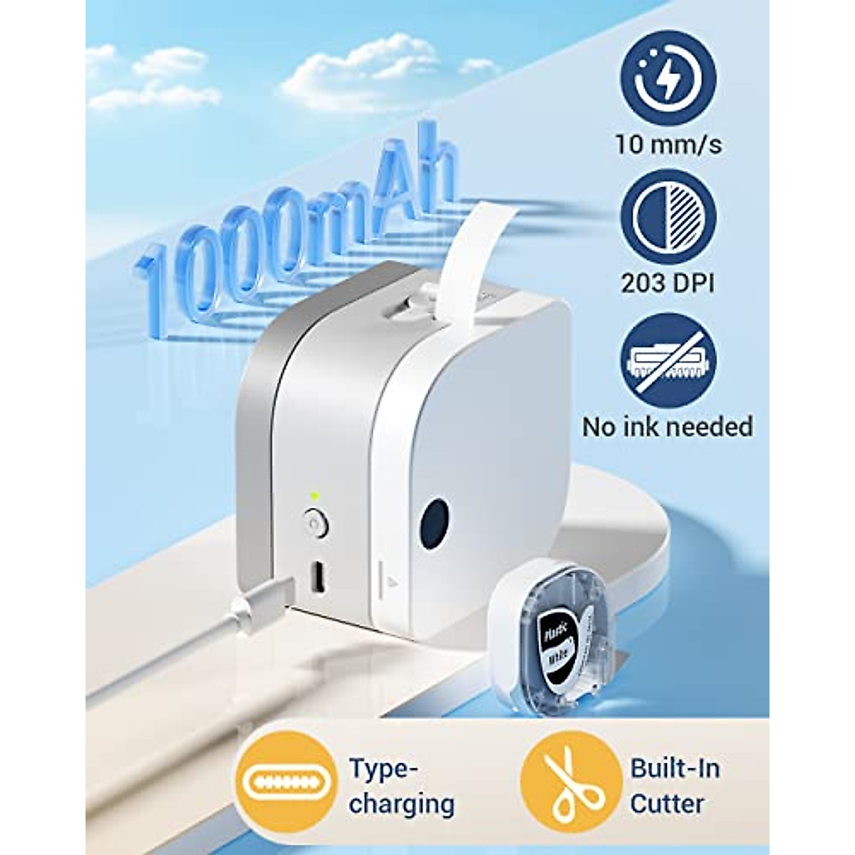 Phomemo P12 Pro Label Maker Machine with Tape, Portable Rechargeable Label Makers Wireless Label Printer Compatible with Android & iOS, Easy to Use Small Business Home Office Organization - White