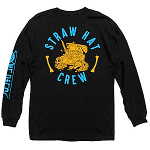 Ripple Junction One Piece Adult Long Sleeve T-Shirt Straw Hat Crew Treasure Chest Anime Shirt for Men and Women Officially Licensed Medium Black
