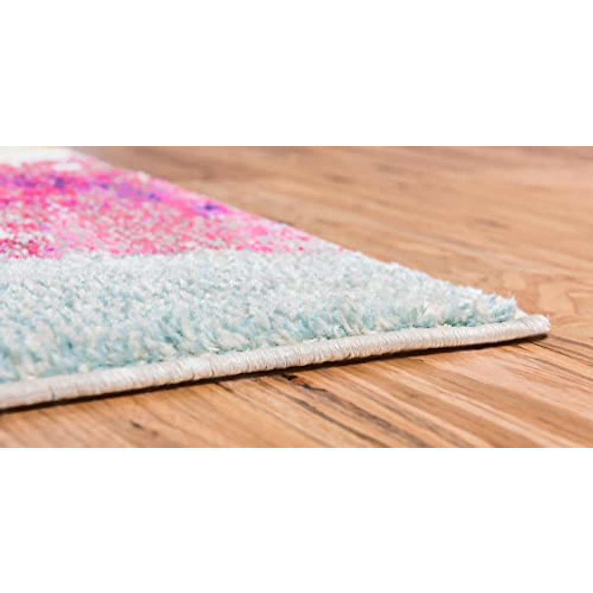 Unique Loom Estrella Collection Light Colors, Abstract, Modern, Vibrant Area Rug, 5 ft x 8 ft, Pink/Ivory