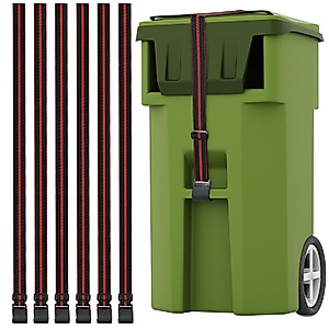 Wesnoy 6 Pack Trash Can Lid Lock Garbage Can Lock Adjustable Garbage Can Security Strap Stretchable Elastic Strap Garbage Strap Outdoor Trash Can Locks for Animals, Squirrels, Dogs, Raccoons