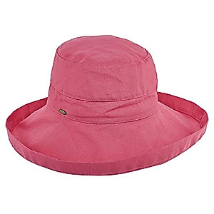 Scala Women's Cotton Hat with Inner Drawstring and Upf 50+ Rating,Coral Rose,One Size
