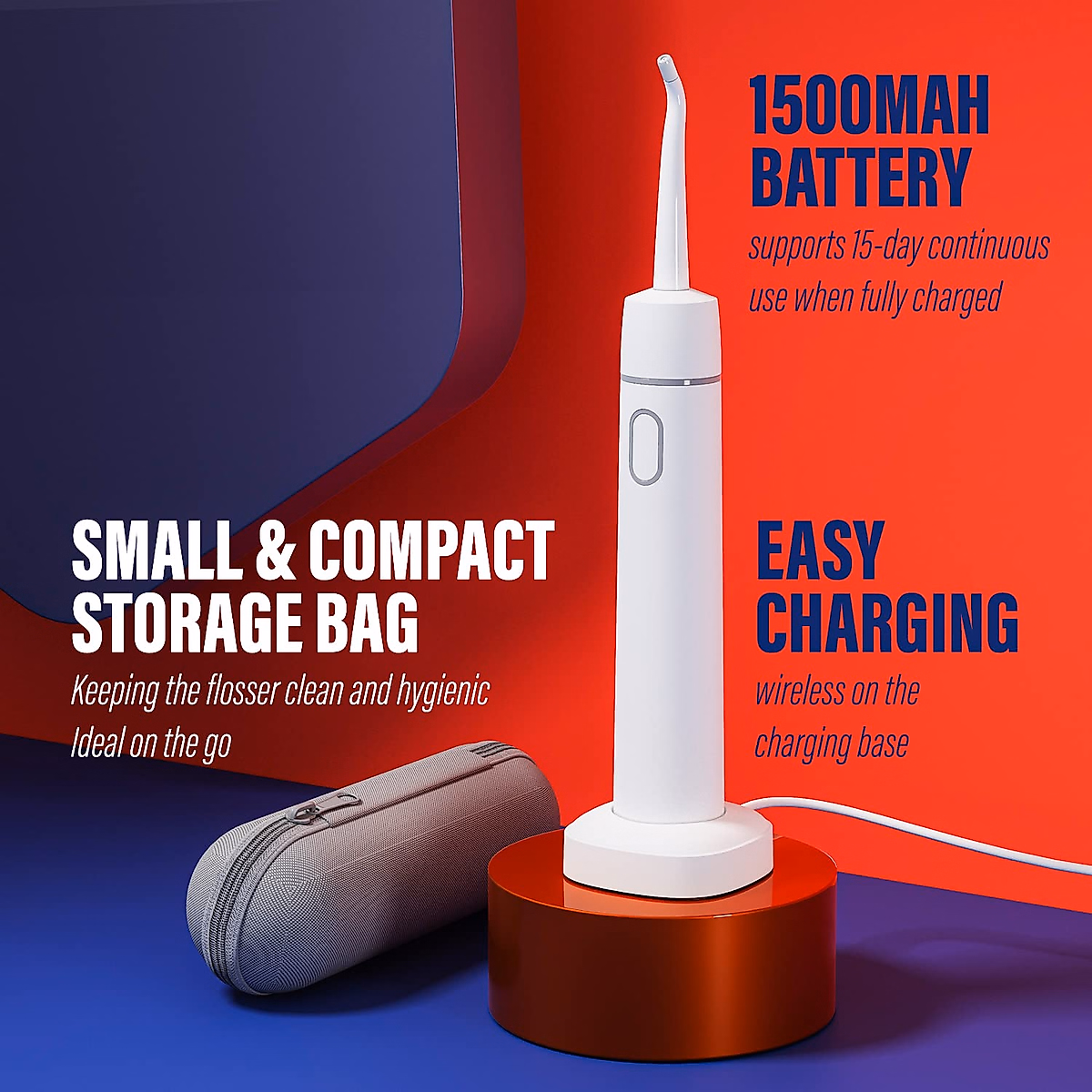 Portable Water Flosser for Teeth Professional Cordless Dental Oral Irrigator, Tankless and Rechargeable IPX7 Waterproof Dental Water Flosser for Home and Travel, Braces & Bridges Care