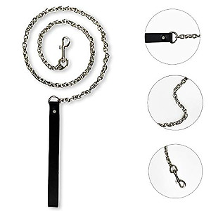 Gothic Plush Leather Collars Choker with Chain Detachable Leash Rope Small Pet Collar Black