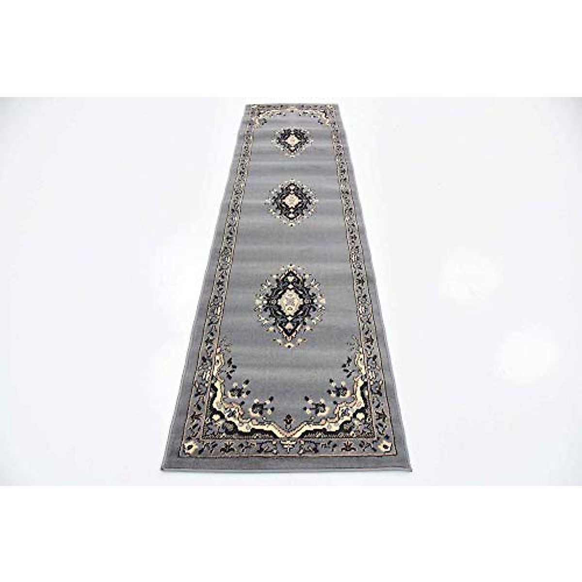 Unique Loom Reza Collection Traditional Persian Style Area Rug, 2 ft 2 in x 8 ft 2 in, Gray/Ivory