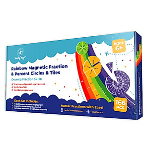 166 PCS Magnetic Fraction Tiles & Fraction Circles with Percentages - Math Manipulatives for Elementary School, Fraction & Percent Strips & Bars, Fraction Manipulatives Class Set, Homeschool Supplies