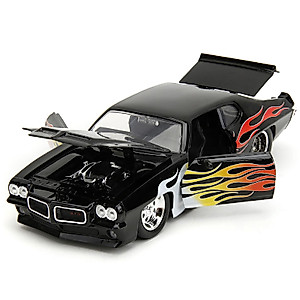 1971 Pontiac GTO Black with Flame Graphics Bigtime Muscle Series 1/24 Diecast Model Car by Jada 35022