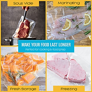 Houseables Vacuum Sealer Bags, Food Saver Rolls, Sous Vide Seal Bag, 8 & 11 Inch x 50 Ft Combo, 2 Pack, Large, Heavy Duty, Vaccum Sealed Roll, For Meal Storage, Vac Sealing Machine, Freezer, Reusable