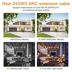 WILDHD BNC Cable 150ft All-in-One Siamese BNC Video and Power Security Camera Wire Cable, CCTV Cable with 2 Female Connectors for All Max 5MP HD CCTV DVR Surveillance System (150ft Cable,Black)