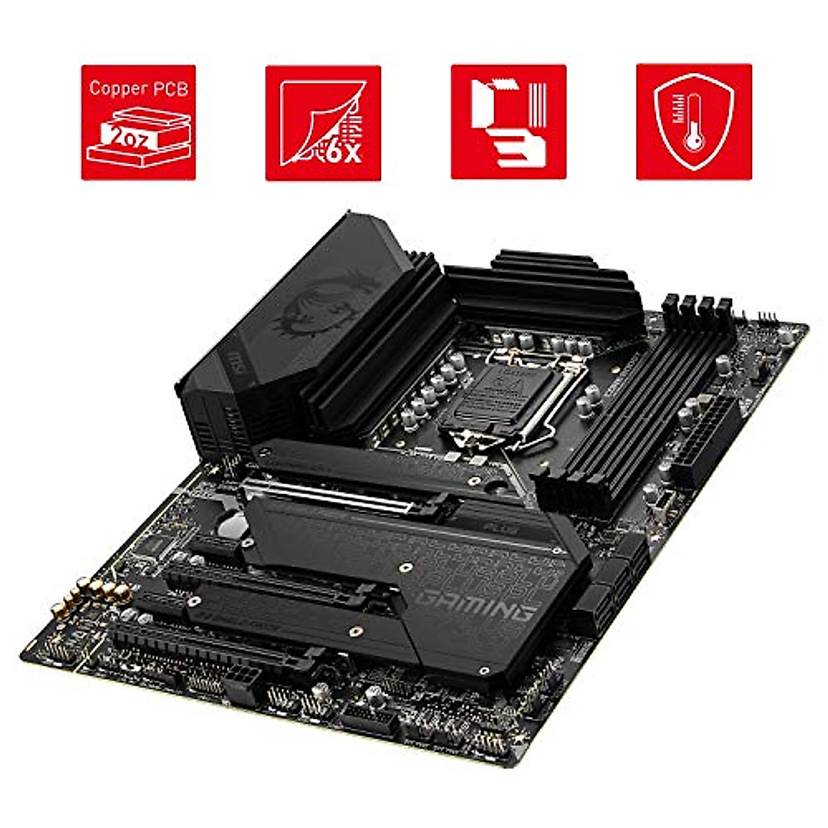 MSI MPG Z590 Gaming Plus Gaming Motherboard (ATX, 11th/10th Gen Intel Core, LGA 1200 Socket, DDR4, PCIe 4, CFX, M.2 Slots, USB 3.2 Gen 2, DP/HDMI, Mystic Light RGB)