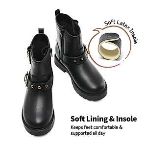 DREAM PAIRS Girls Ankle Booties Waterproof Side Zipper Boots Sdbo2305k Black Size 13 Little Kid