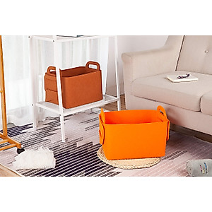 Storage Basket Felt Storage Bin Collapsible & Convenient Box Organizer with Carry Handles for Office Bedroom Closet Babies Nursery Toys DVD Laundry Organizing