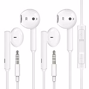 2 Pack Earbuds/Headphones/Earphones with 3.5mm Wired in Ear Headphone Plug Built-in Microphone & Volume Control for iPhone Android Phone PC Computer Laptop