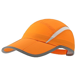 Connectyle Foldable Mesh Sun Cap Outdoor Sports Hat Breathable Sun Runner Cap with Reflective Trim Orange