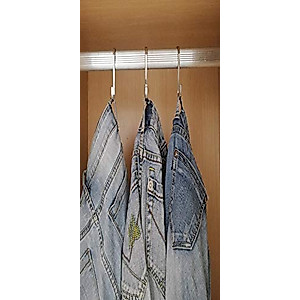 Monfish Flat S Hooks Stainless Steel Hanging Hooks Kitchen Hooks Pack of 20 S Shape for Kitchen Cupboard Door