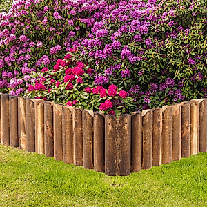 Gtouse Wooden Edging Fence, Garden Fencing Edging Border, Landscape Lawn Edging Border Anti-Corrosive Outdoor for Patio Yard Flower Tree Fence Decoration (9.8in × 3.9ft)