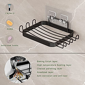 Dabuda 3 Pack Shower Caddy Bathroom Organizer with Hooks,Rustproof Wall Mount Shower Shelves with Soap Holder,No Drilling Stainless Steel Self-Adhesive Shower Storage Organizer for Bathroom