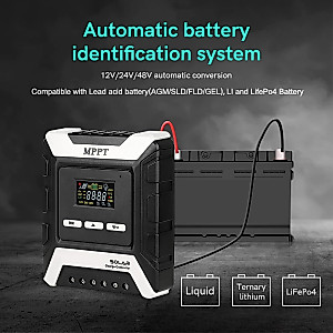 BreeRainz 40 Amp Solar Charge Controller MPPT 12V/24V/48V Auto Identify, Max.80V PV Input Solar Controller with LCD Display 2 USB, Solar Panel Controller for Lead Acid/Ternary Lithium/Lifepo4 Battery