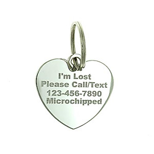 Custom Engraved Personalized Stainless Steel Medium Heart Rhinestones Pet Jewelry Cat Dog ID Tag