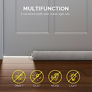 fowong Weighted Under Door Noise Stopper 48 Inch, Extra Long Draft Stopper for Bottom of Door Soundproof Noise Guard, Gray