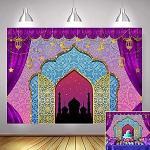 Aladdin Backdrop Photography Arabian Moroccan Nights Birthday Party Magic Genie Indian Luxurious Photo Background Princess Baby Shower Vinyl 7x5ft Photo Booth Studio Props