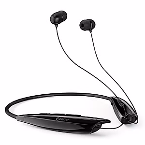 phaiser BHS-950 Bluetooth Headphones with Charging Case, Retractable Neckband Earbuds with Microphone, Wirefree Sweatproof Inear Earphones, Wireless Portable Cordless Stereo Headset, Blackout