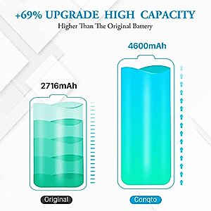 [4600mAh] Battery for iPhone X, (2023 New Version)Conqto New Upgrade 0 Cycle Ultra High Capacity Battery Replacement for iPhone X Model A1865, A1901, A1902 with Full Set Professional Repair Tool Kits
