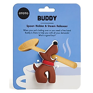 OTOTO Buddy Dog Kitchen Spoon Holder- Cooking Spoon Rest for Kitchen Counter- Spatula, Ladle Holder, Kitchen Utensil Holder- Heat Resistant Dishwasher-Safe Utensil Rest BPA-Free Spoon Holder