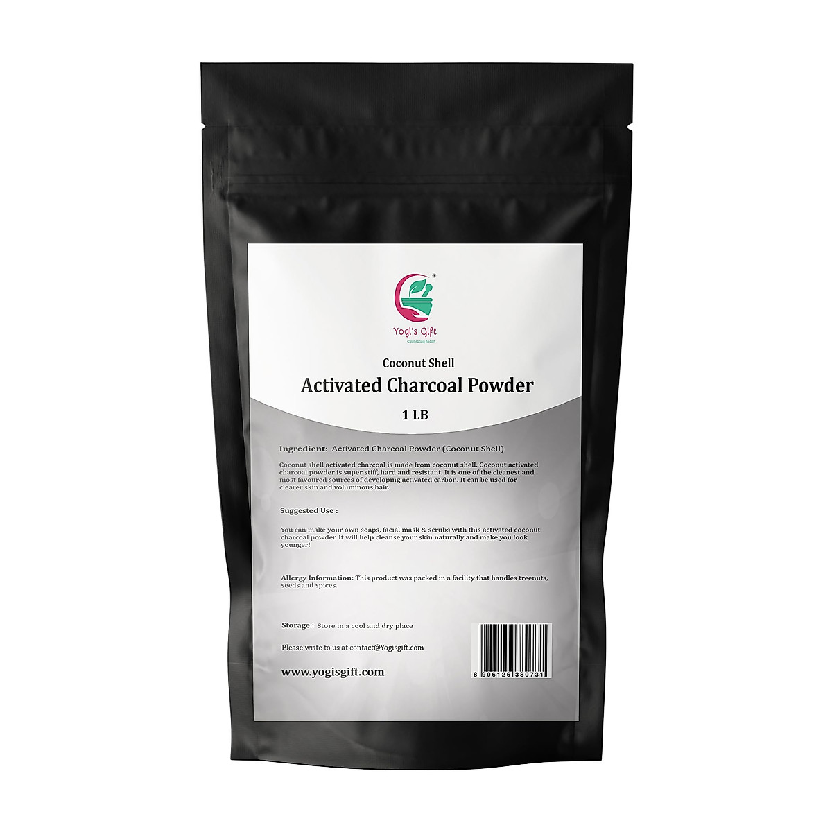 Activated Charcoal Powder 1 LB | Grounded Activated Charcoal Powder for Facial Scrub, Skin & Soap Making | Coconut Shells Based | By Yogi's Gift®