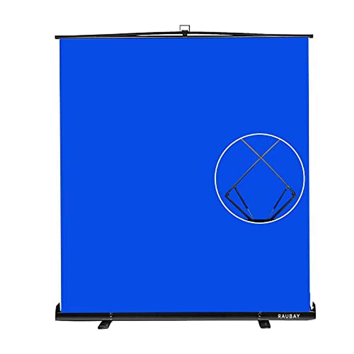 【Easy Set Up】 RAUBAY 6.2 x 5 ft Collapsible Blue Screen Backdrop Portable Retractable Chroma Key Panel Photo Background with Stand for Video Conference, Photographic Studio, Streaming