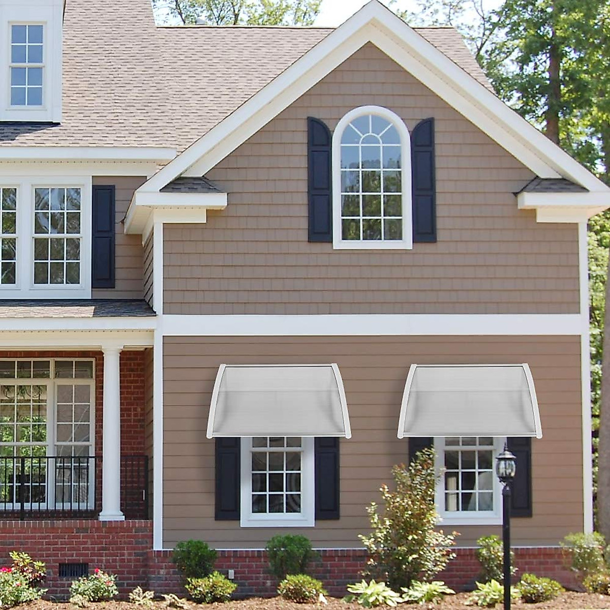 40-inch Window Awning Door Awnings Exterior Made Polycarbonate Sheets Panels, Polypropylene Brackets to Protect House from Sun, Rain and Snow