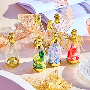 54 Pieces Champagne Bottles Candy Bottles Bridal Shower Favors Mini Baby Bottle for Baby Shower Mini Champagne Bottles Bulk Plastic Wine Alcohol Containers for Wedding Birthday Party (Gold)