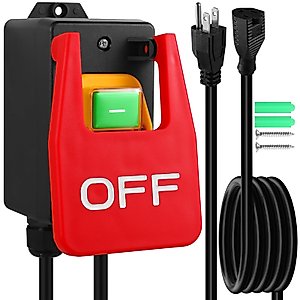 Paddle Switch for Table Saw, 110V to 120V Single Phase On/Off Switch with Large Off Paddle for Emergency Stop, Power Switch with Heavy Duty Extension Cord, Fits Table Saw | Router Table | Drill Press