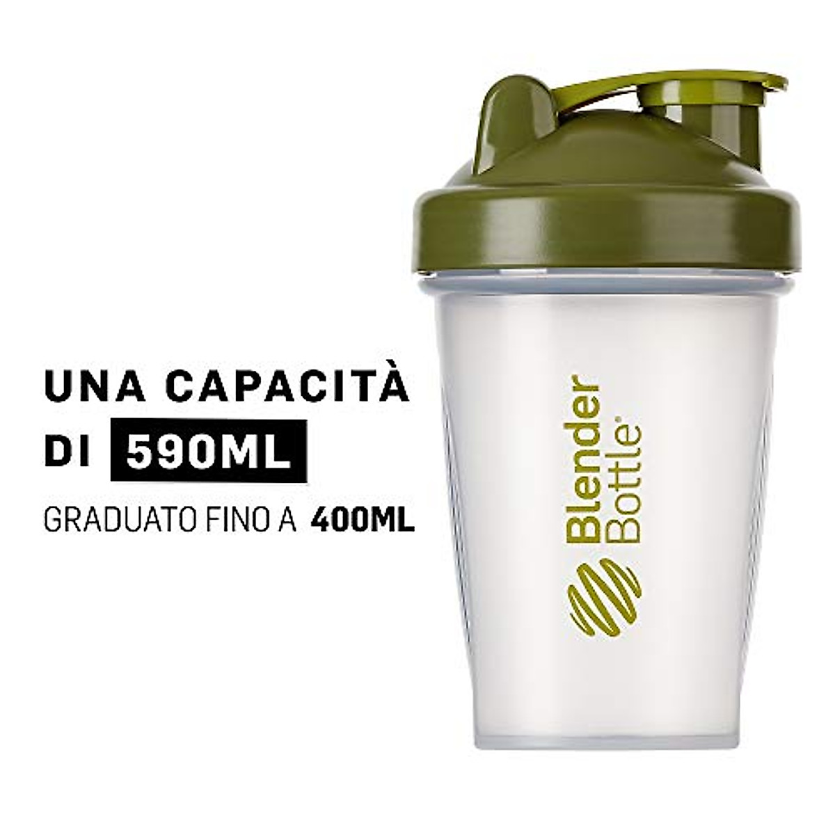 BlenderBottle Classic Shaker cup/Diet Shaker/Protein Shaker with Blenderball / 590ml - clear moss green