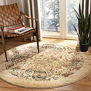 SAFAVIEH Lyndhurst Collection 4' Round Beige / Multi LNH224A Traditional Paisley Non-Shedding Dining Room Entryway Foyer Living Room Bedroom Area Rug