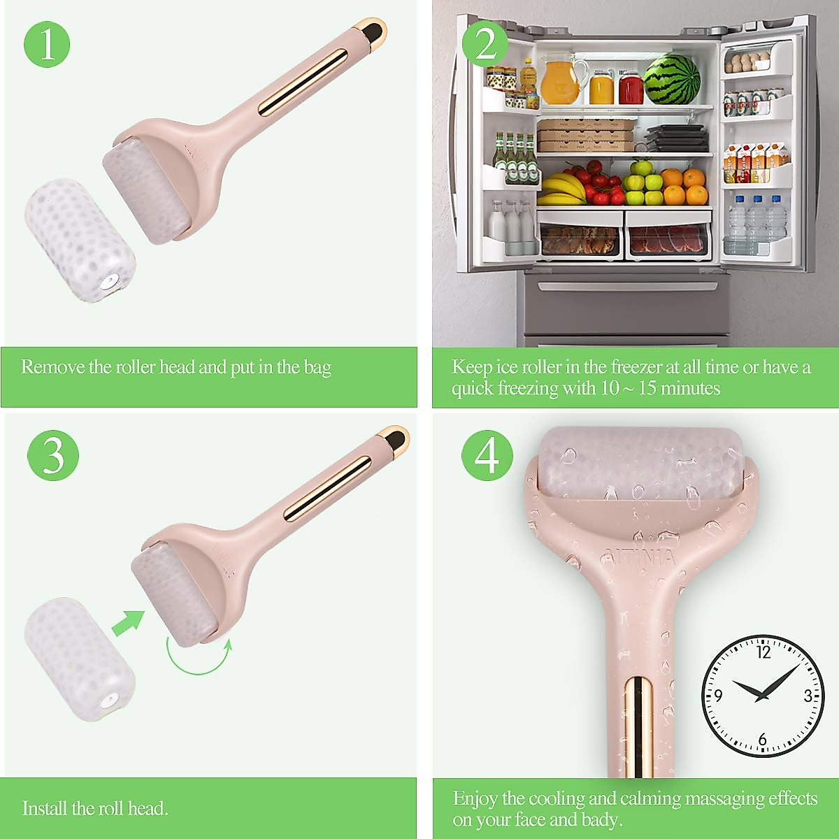 AITINIA Ice Roller Face Roller Massager for Puffiness Relief Pain and Minor Injury Beauty Products to Tighten Pores Whiten Skin